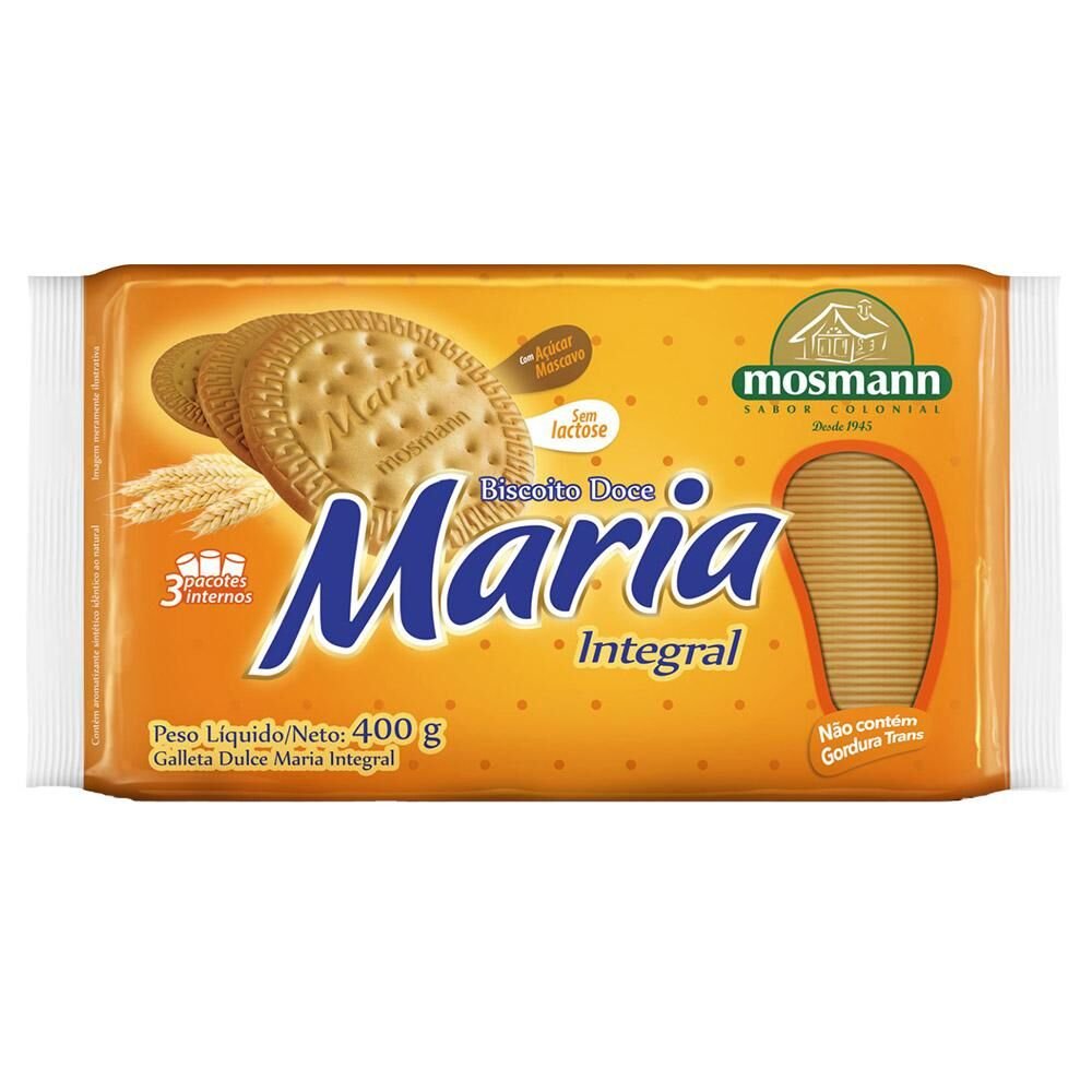 Biscoito MOSMANN Maria Integral com Açúcar Mascavo Sem Lactose 400g ...