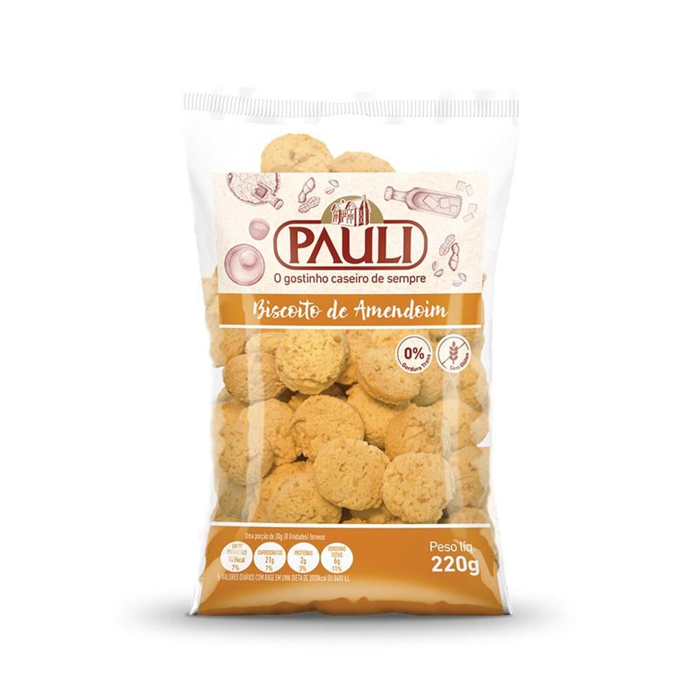 Biscoito Pauli Amendoim Sem Glúten Sem Lactose 220g - Angeloni Supermercado