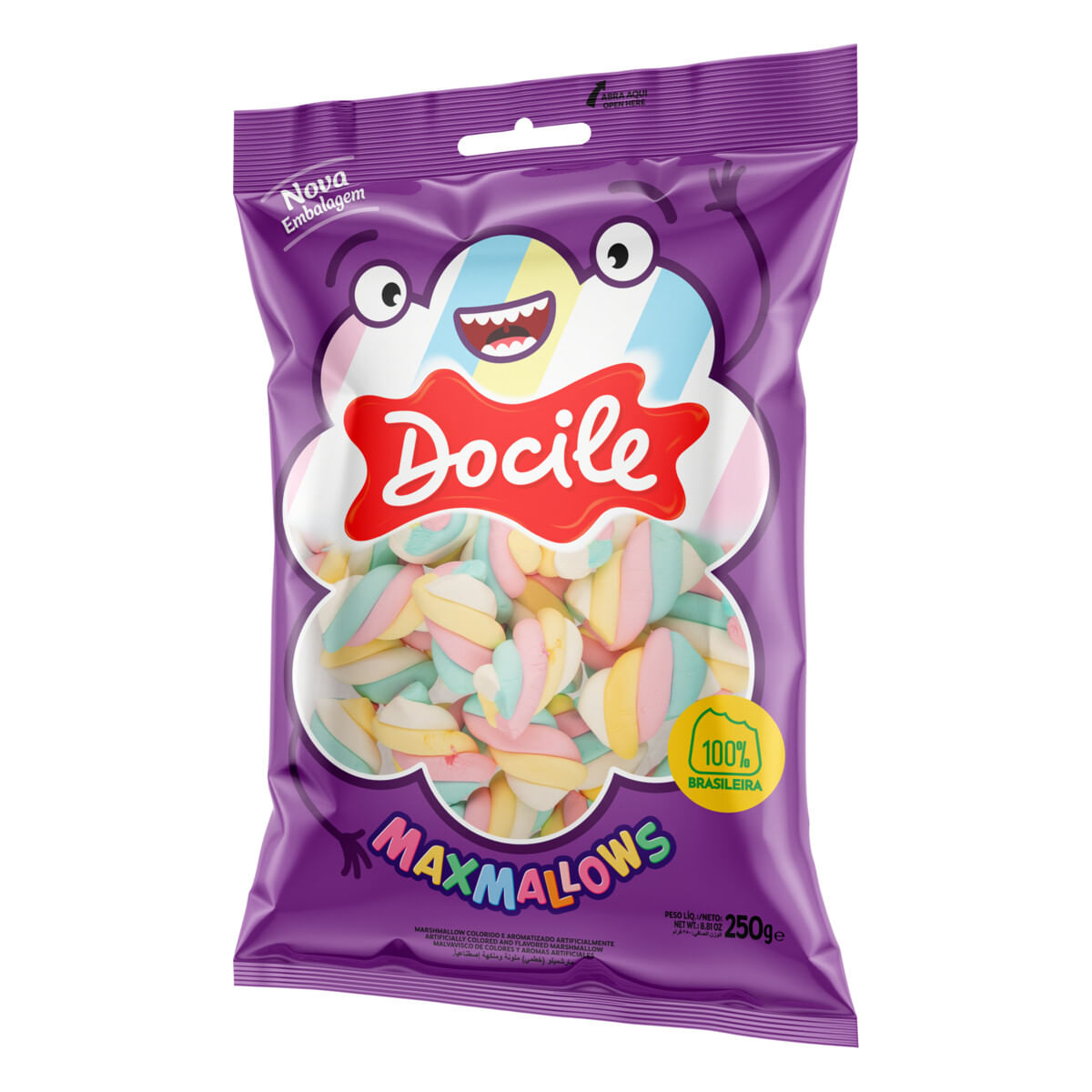 Marshmallow DOCILE Maxmallows Twist Color Baunilha 250g - Angeloni ...