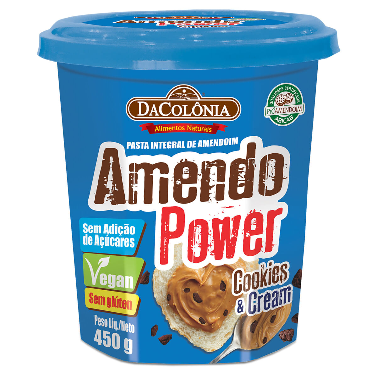 Pasta de Amendoim Integral DA COLÔNIA Integral Cookies & Cream 450g ...