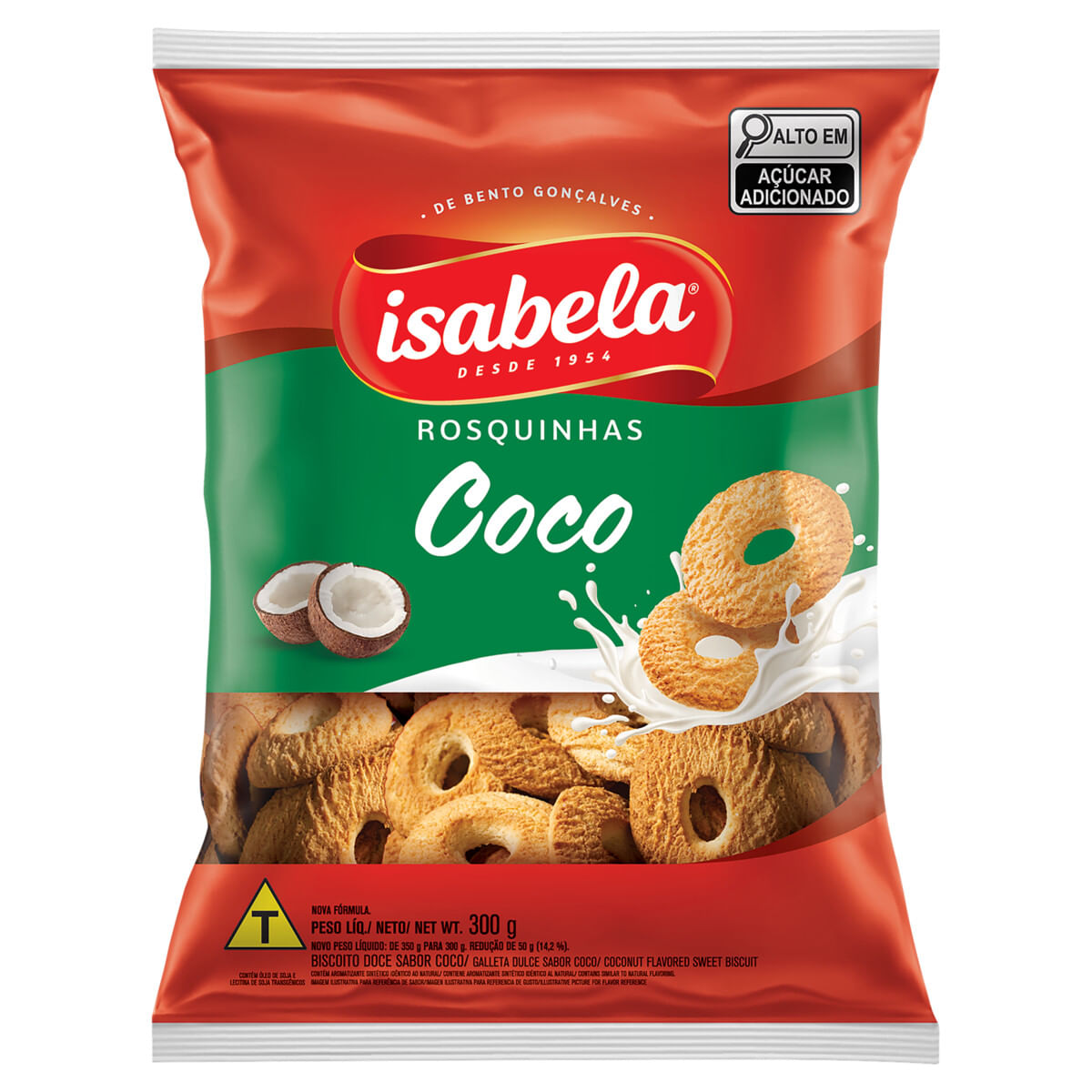 Biscoito ISABELA Rosquinhas de Coco - Pacote 300g - Angeloni Supermercado