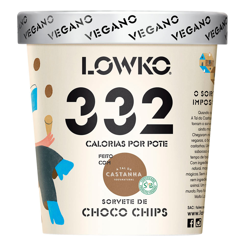Sorvete LOWKO Choco Chips Vegano 455ml - Angeloni Supermercado