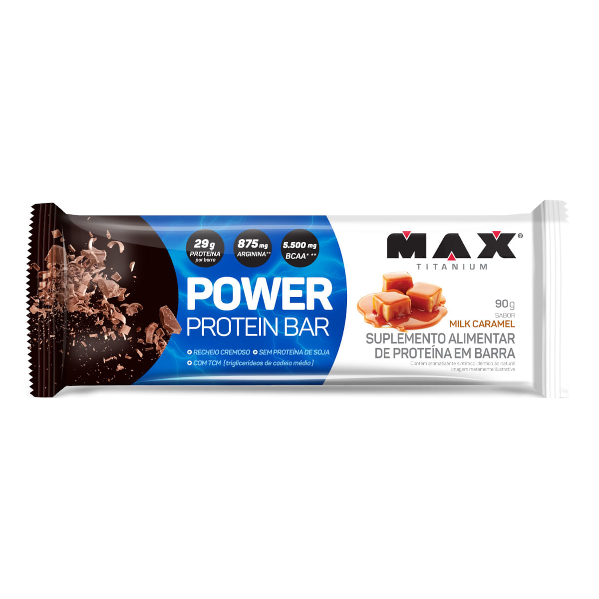 Barra de Proteína MAX TITANIUM Power Protein Bar Milk Caramel 90g