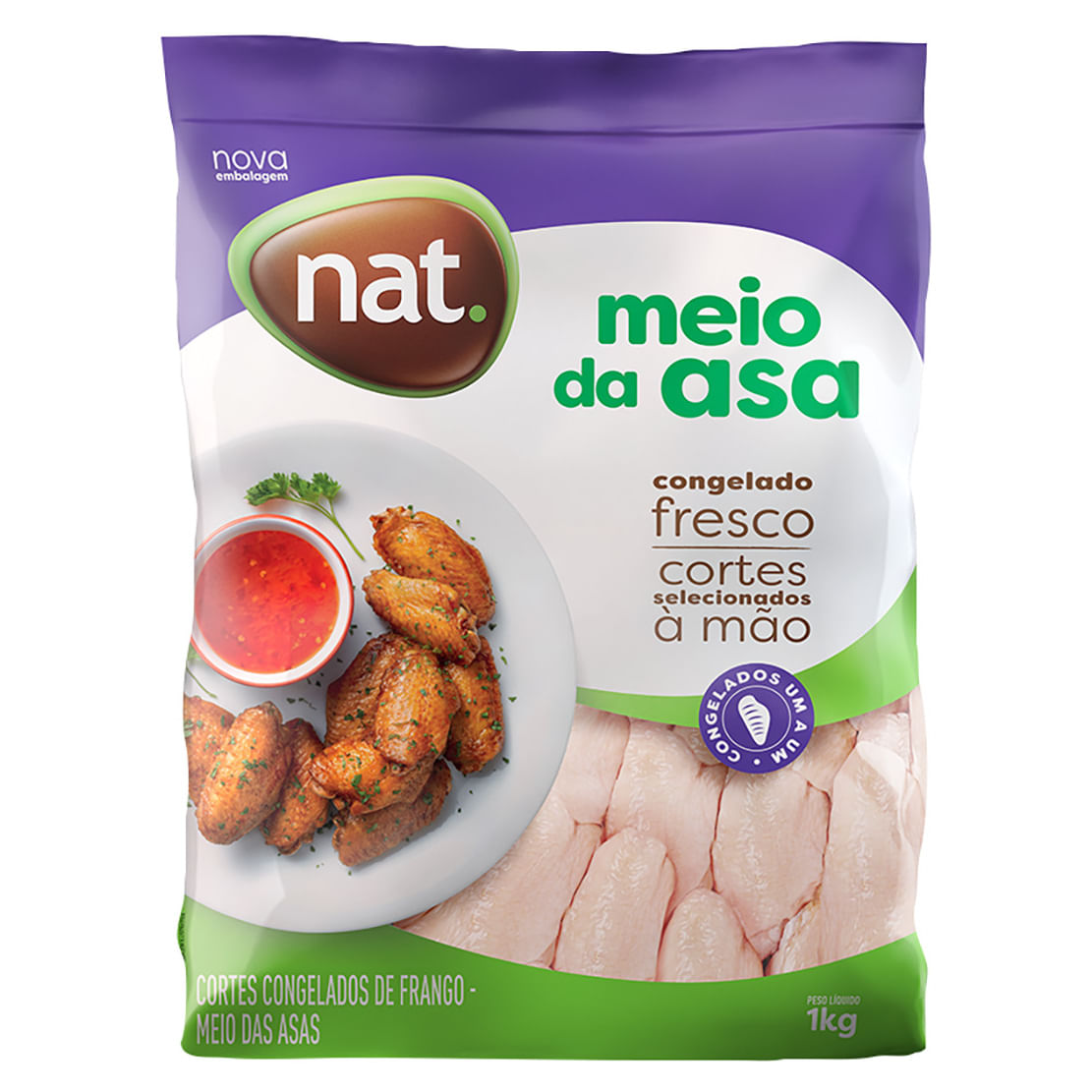 Meio da Asa de Frango Nat congelada - 1kg | - Angeloni Supermercado