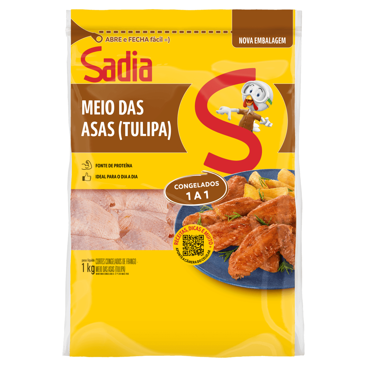 Meio da Asa de Frango Sadia Aperitivo IQF - 1kg - Angeloni Supermercado