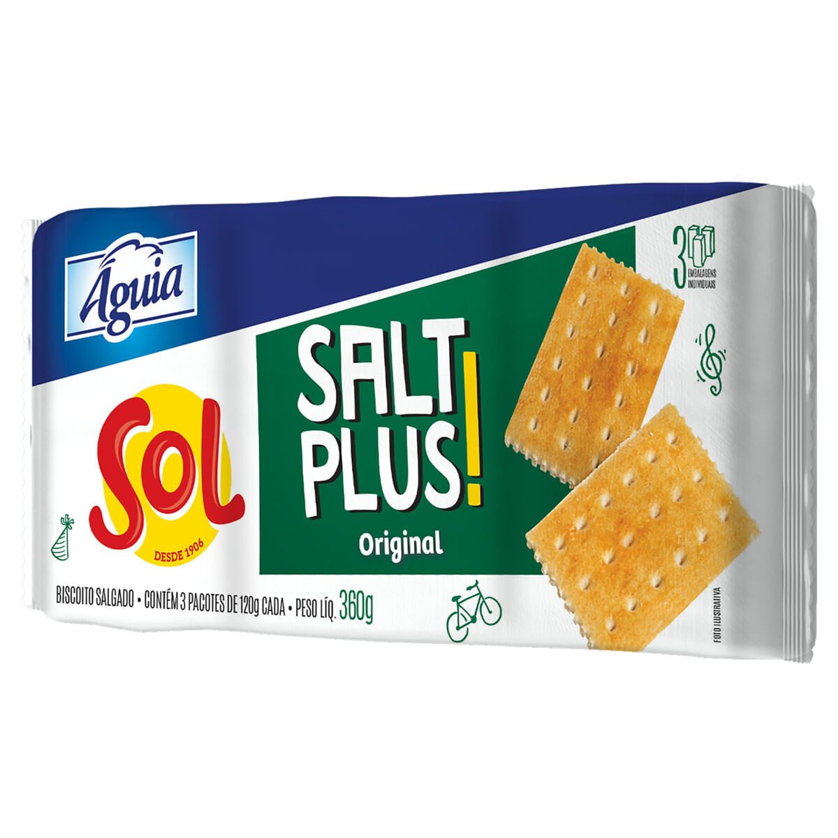 Biscoito SOL Salt Plus! Original Salgado 360g - Angeloni Supermercado