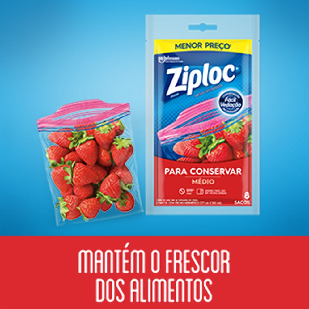Sacos Herméticos ZIPLOC para Conservar Médio com 8 unidades