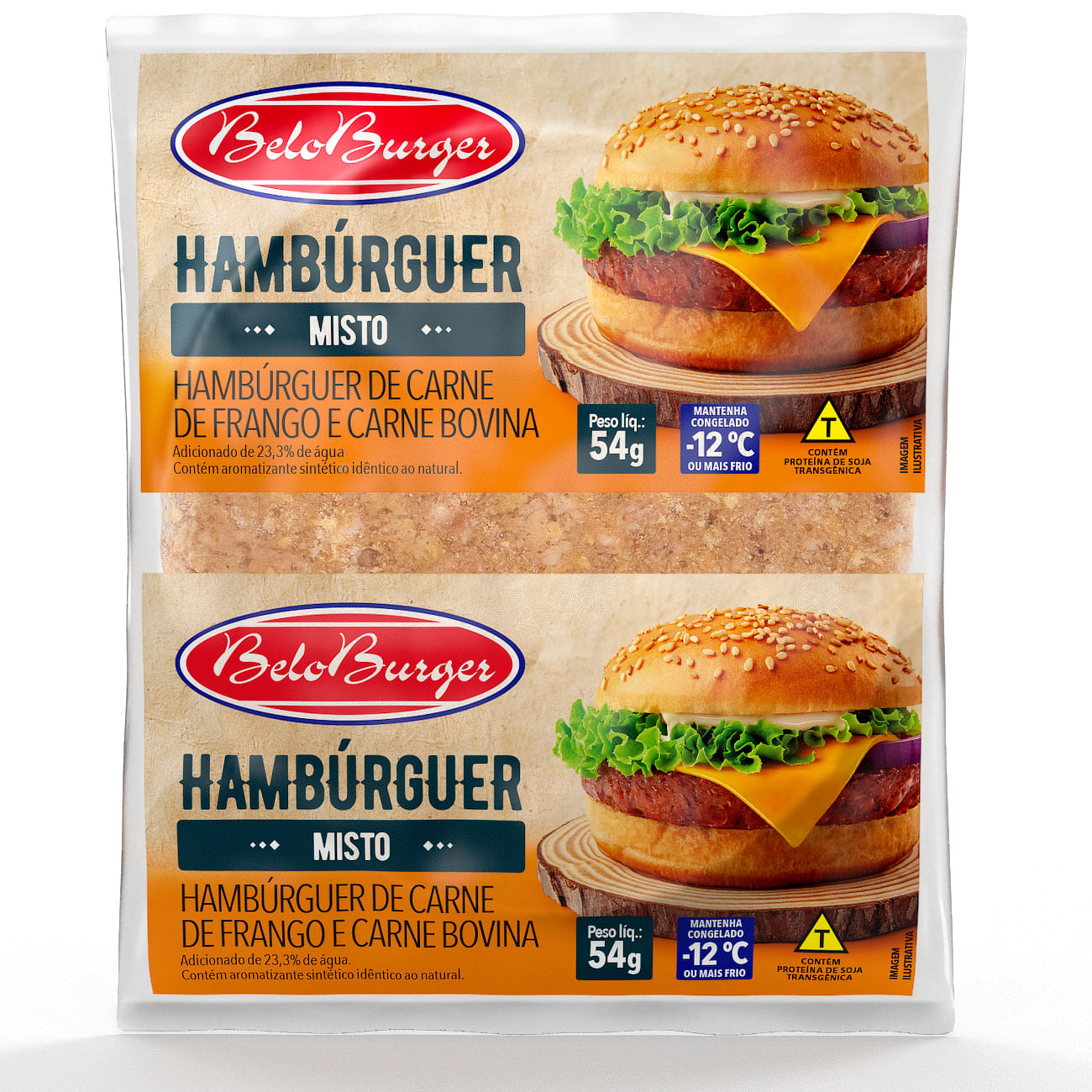 Hamburguer Misto BELO BURGER Carne de Frango e Bovino Congelado 54g ...