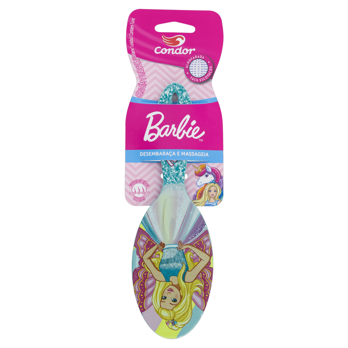 Escova para Cabelo Almofadada Oval Barbie CONDOR