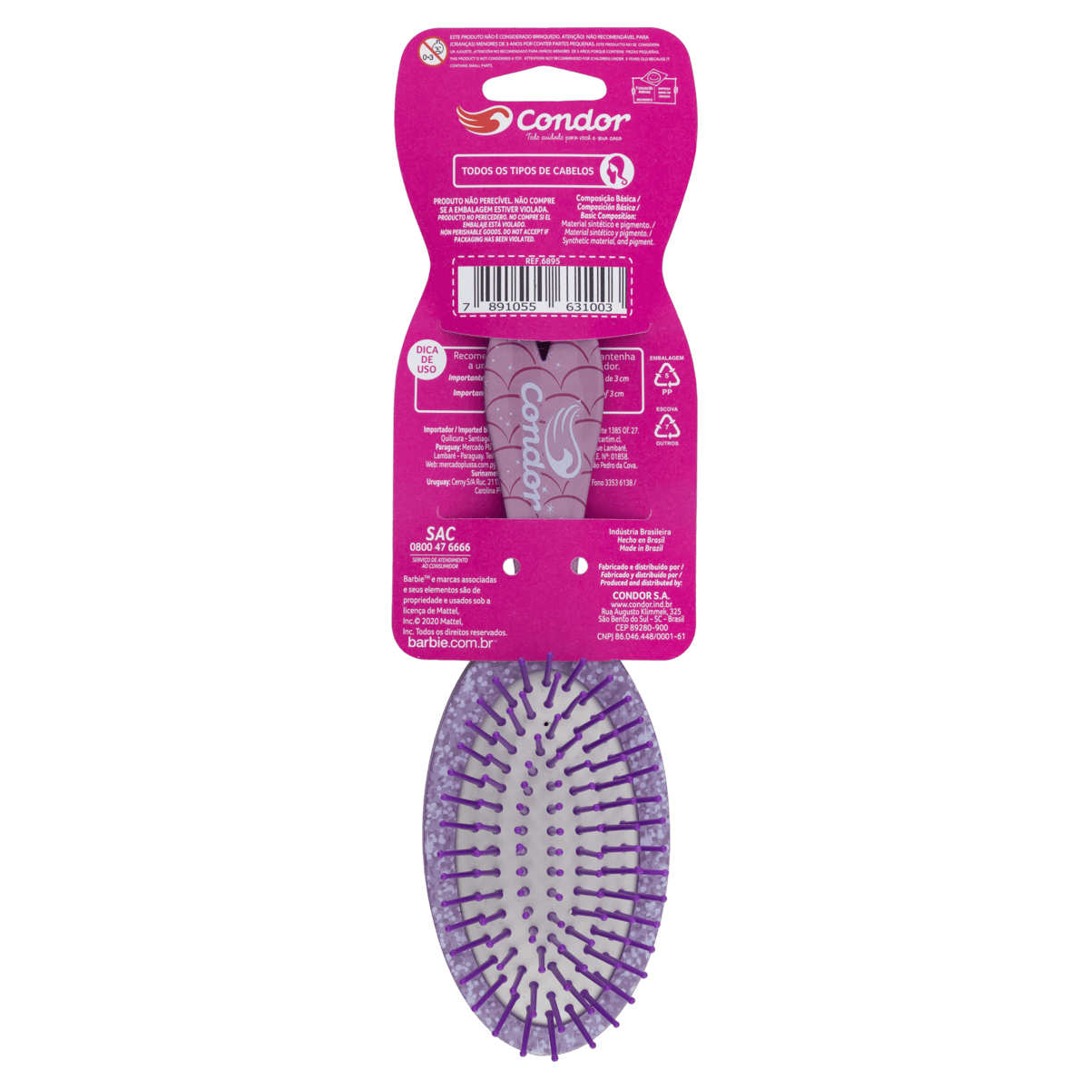 Escova para Cabelo Almofadada Oval Barbie CONDOR