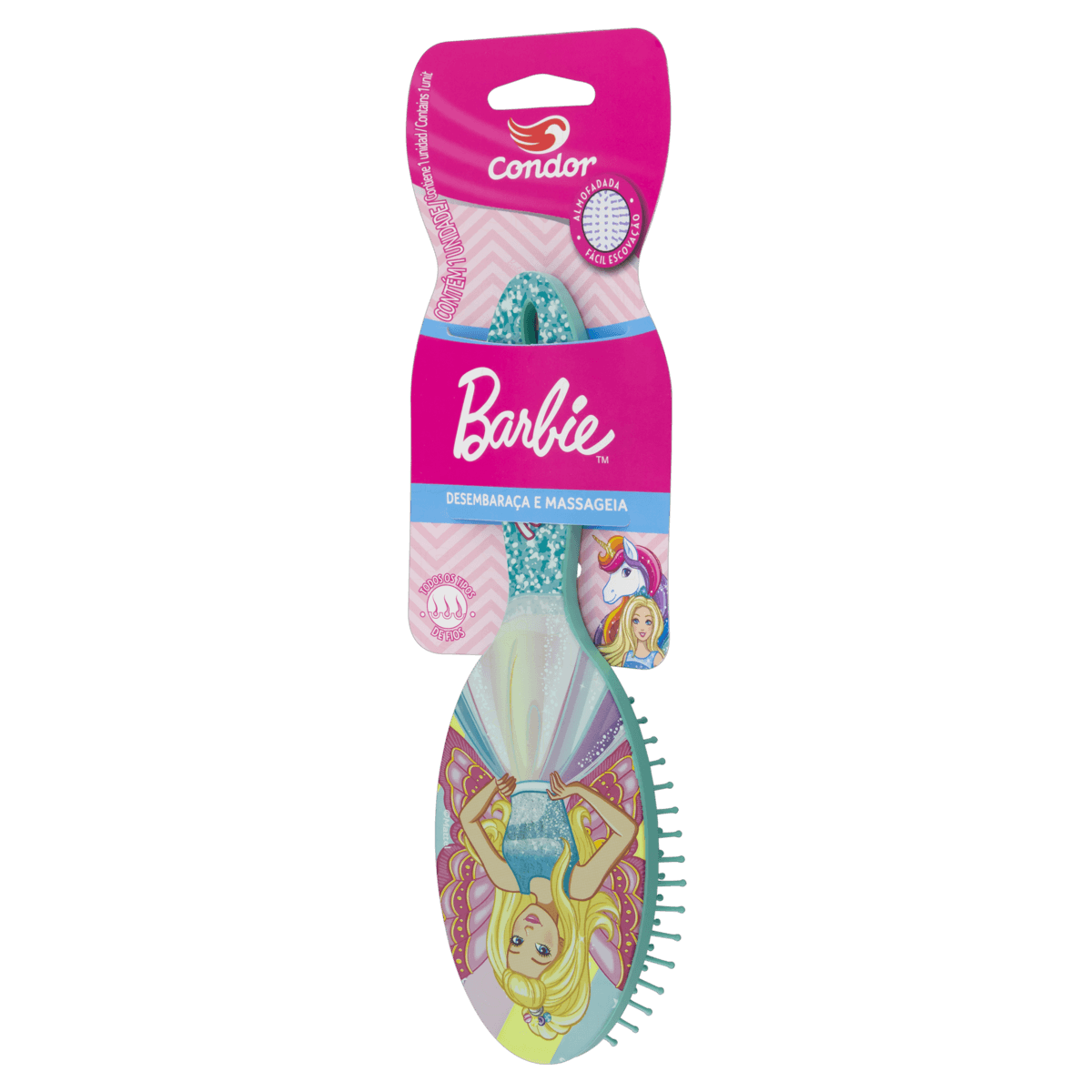 Escova para Cabelo Almofadada Oval Barbie CONDOR
