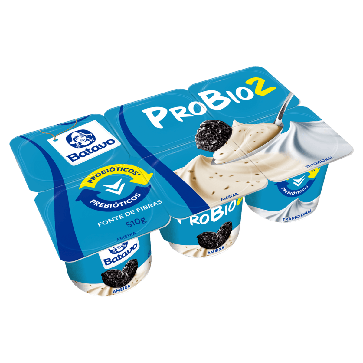 Iogurte BATAVO Probio2 Ameixa + Tradicional 510g