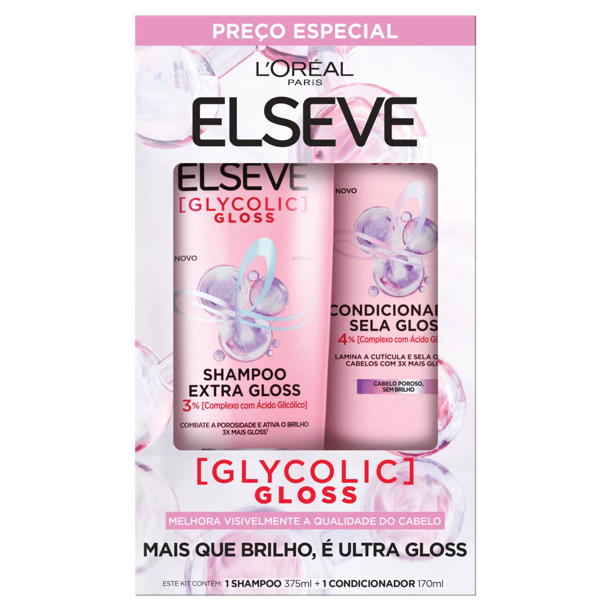 Kit ELSEVE Glycolic Gloss: Shampoo e Condicionador - Angeloni Supermercado