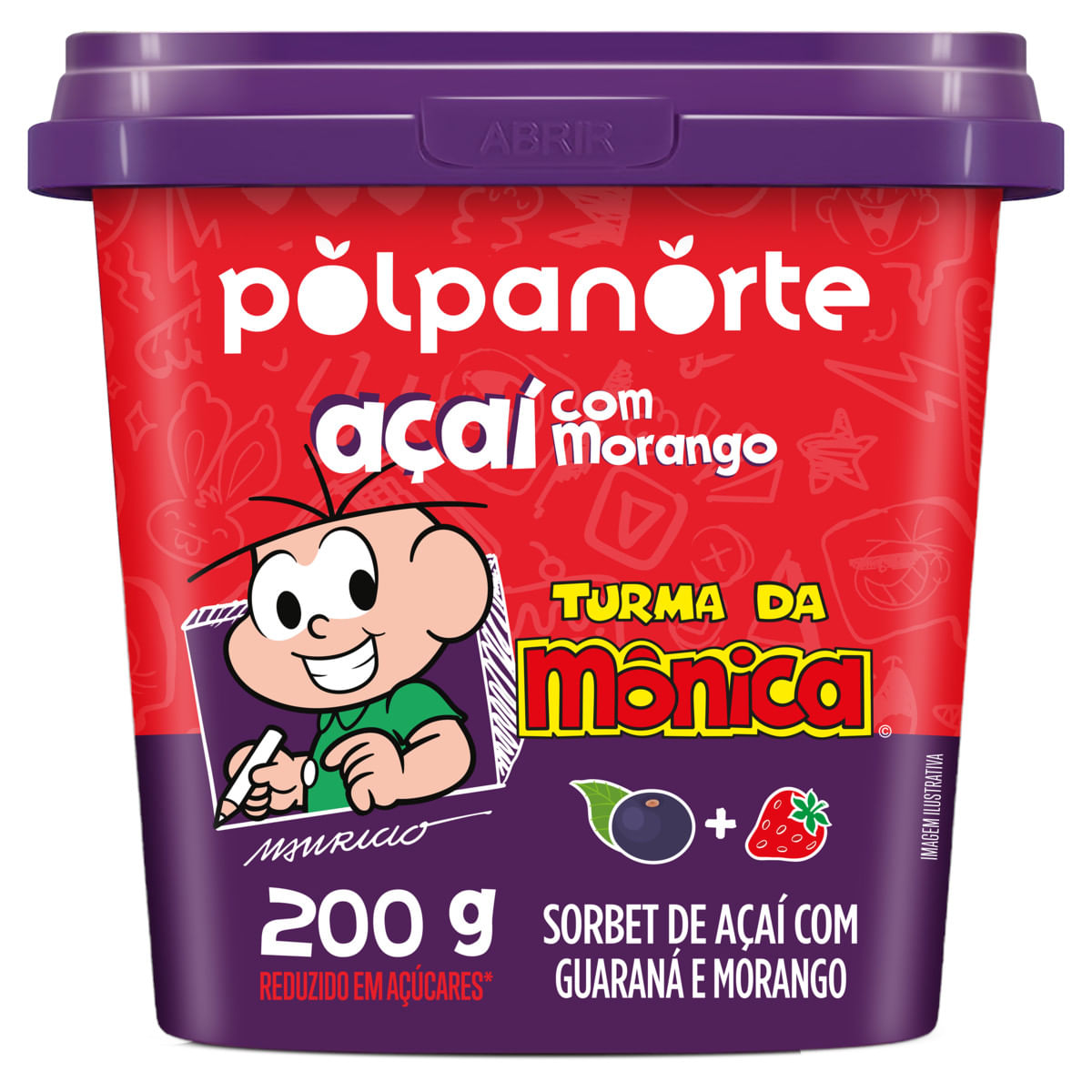 Açaí POLPANORTE Turma da Mônica Morango 200g - Angeloni Supermercado