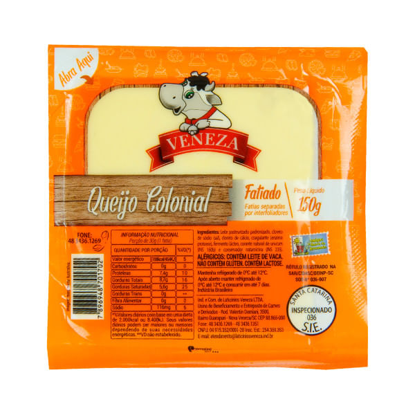 Queijo Colonial VENEZA Fatiado 150g - Angeloni Supermercado