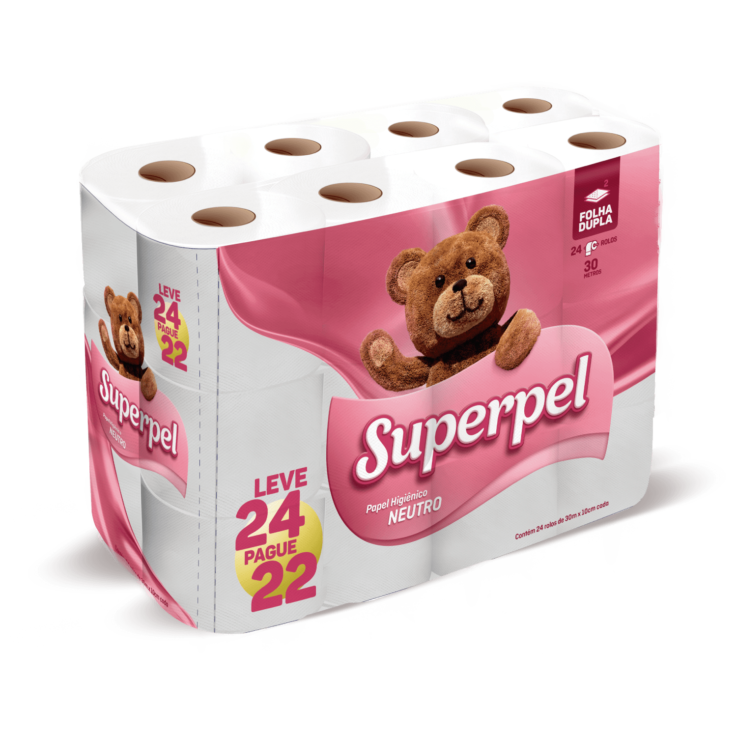Papel Higiênico Superpel Neutro | Folha Dupla - 24un