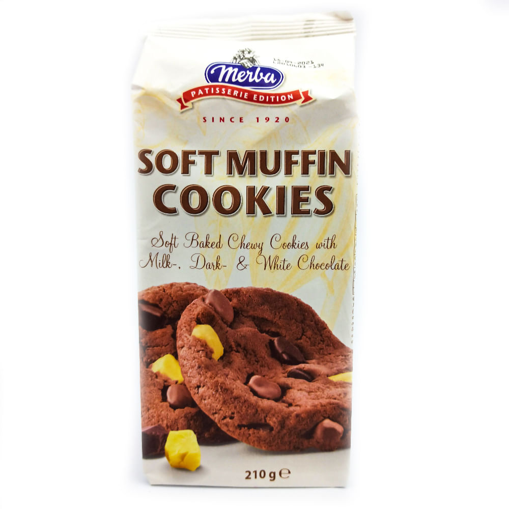 Biscoito MERBA Cookies Soft Muffin Chocolate Dark e Chocolate Branco ...