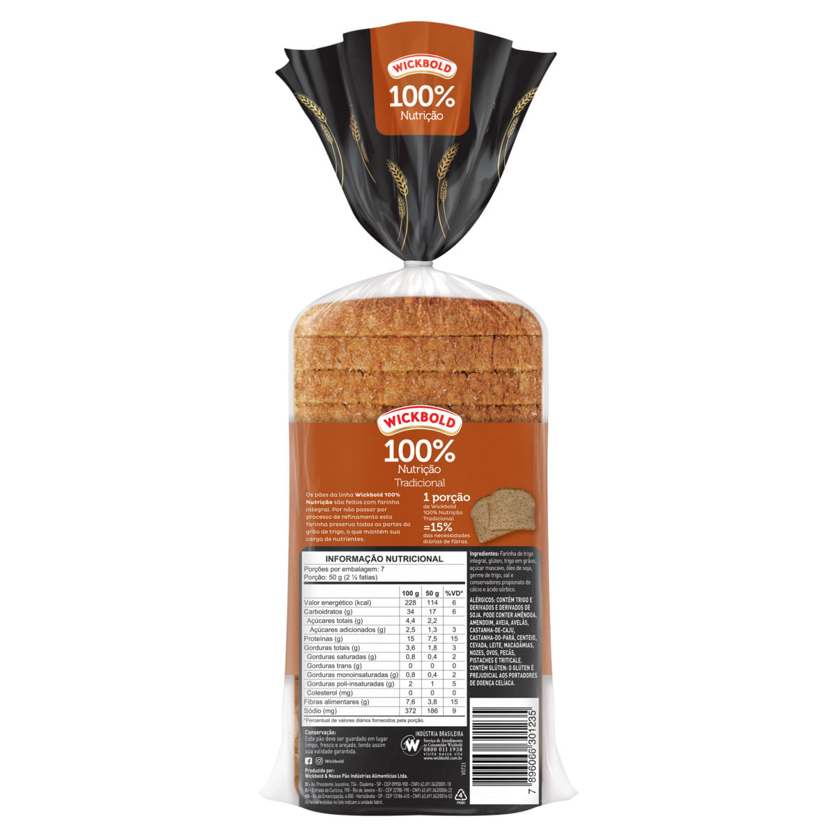 Pão Wickbold 100% Integral 350g Rico Nutrientes