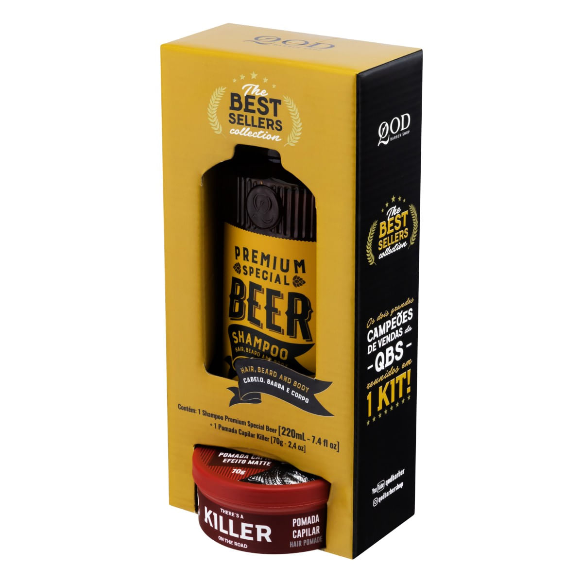 Kit Shampoo Qod Premium Special Beer 220ml + Pomada Capilar Killer 70g ...