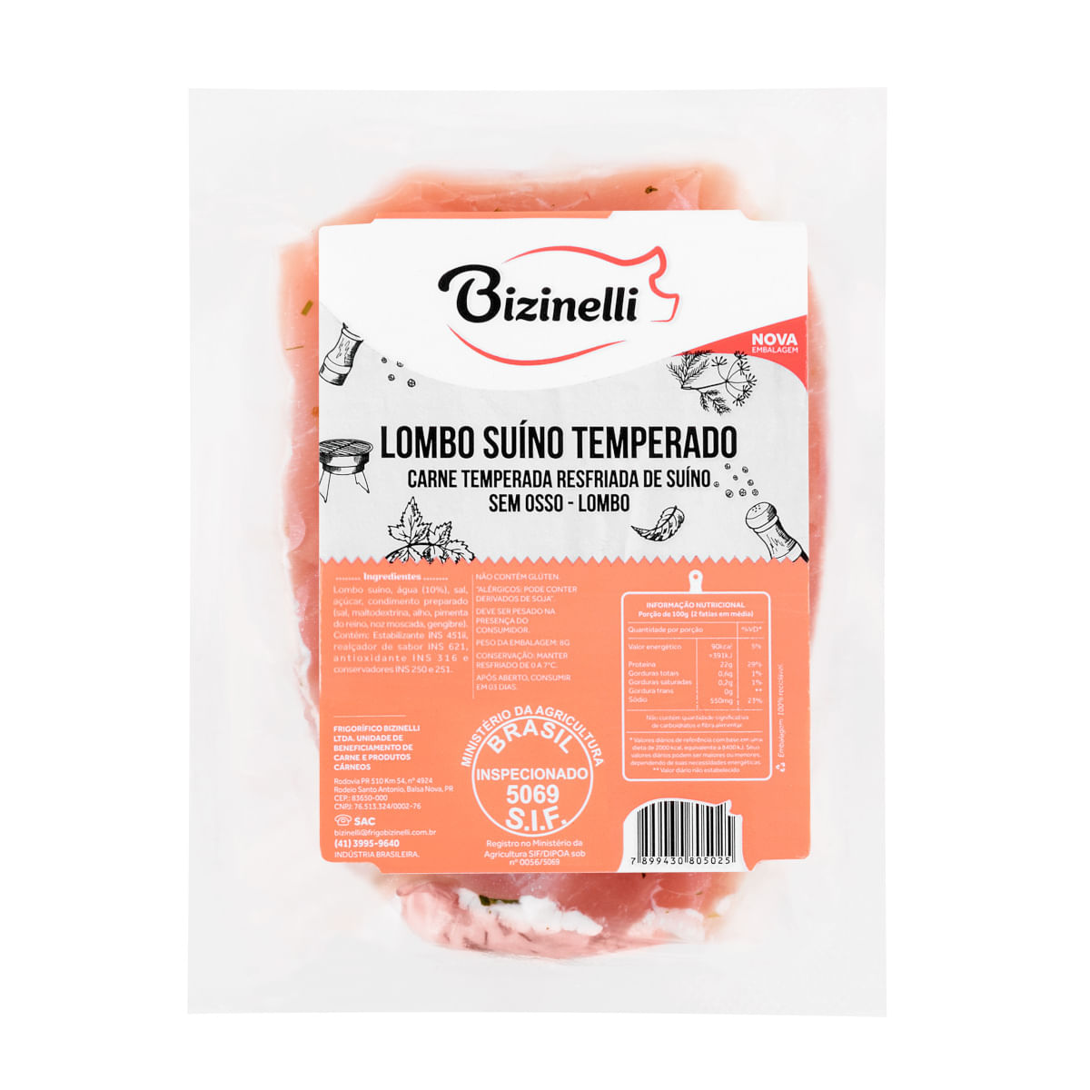 Lombo Suíno Bizinelli Temperado Resfriado