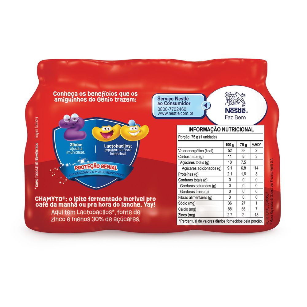 Leite Fermentado Nestlé Chamyto Tradicional Conjunto Com 6 Unidades ...