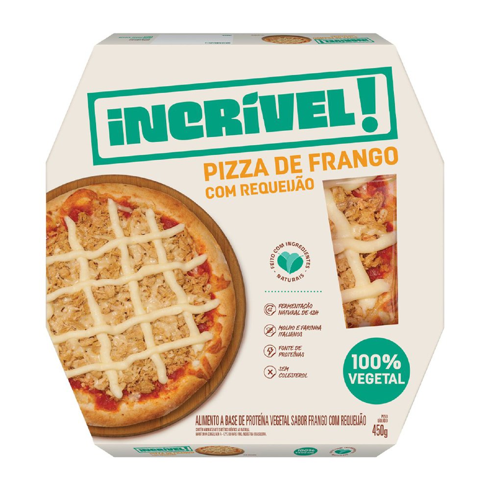 Pizza INCRÍVEL! 100% Vegetal Frango com Requeijão Congelada 450g ...