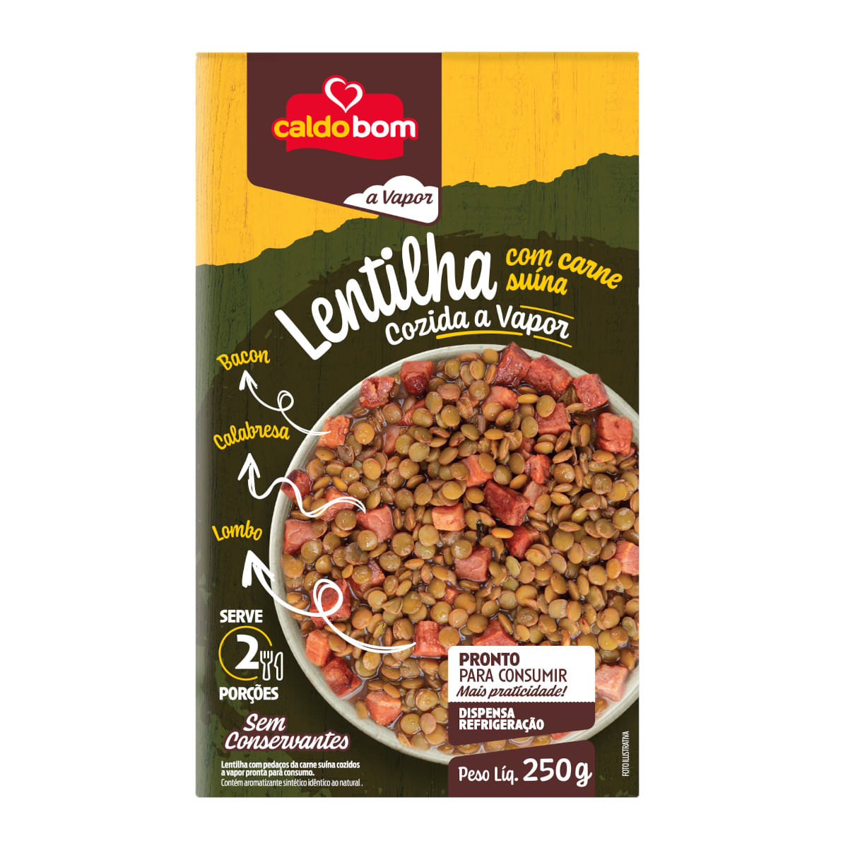 Lentilha CALDO BOM Cozida a Vapor Com Carne 250g - Angeloni Supermercado
