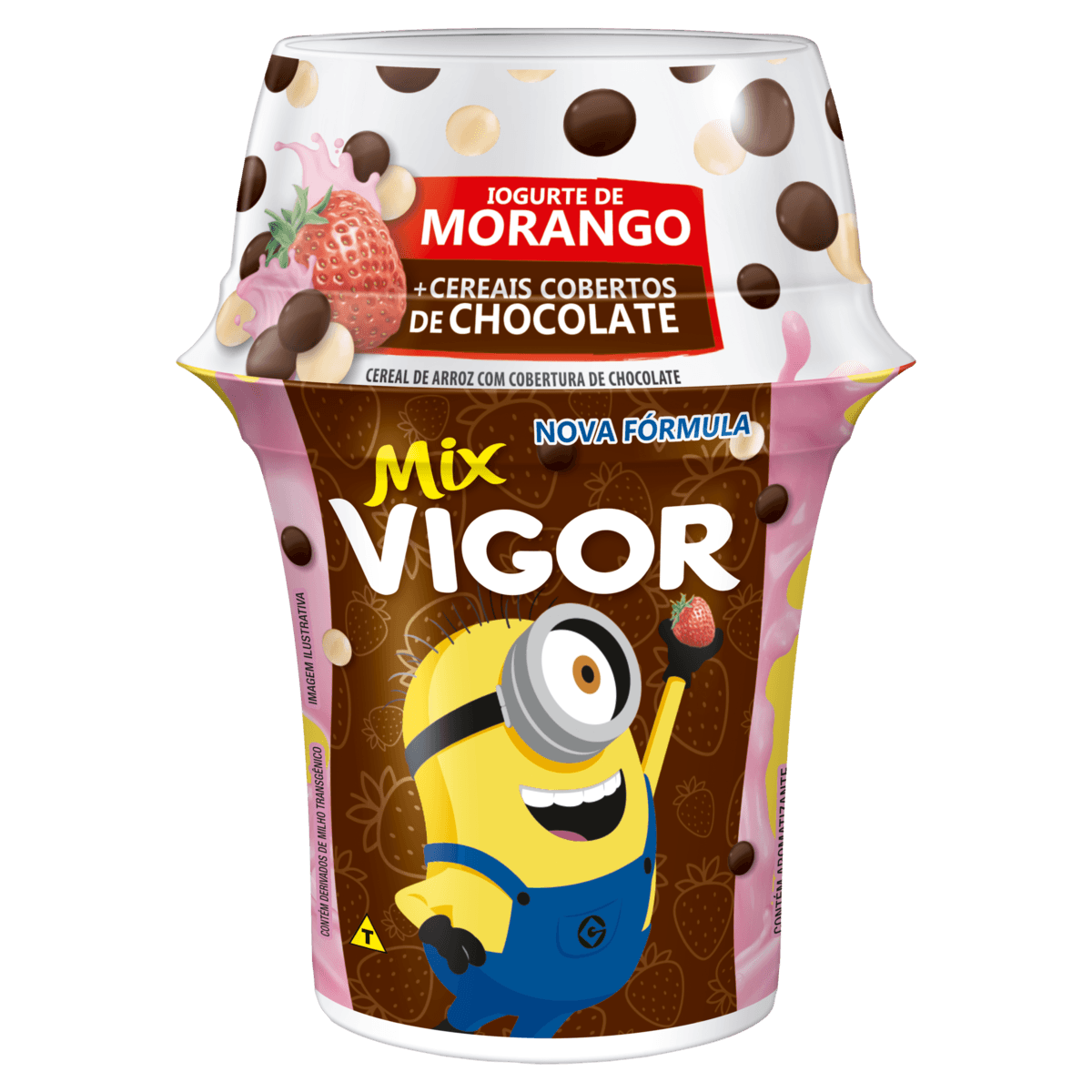 Iogurte Morango com Cereais Cobertos de Chocolate VIGOR Mix Copo 140g