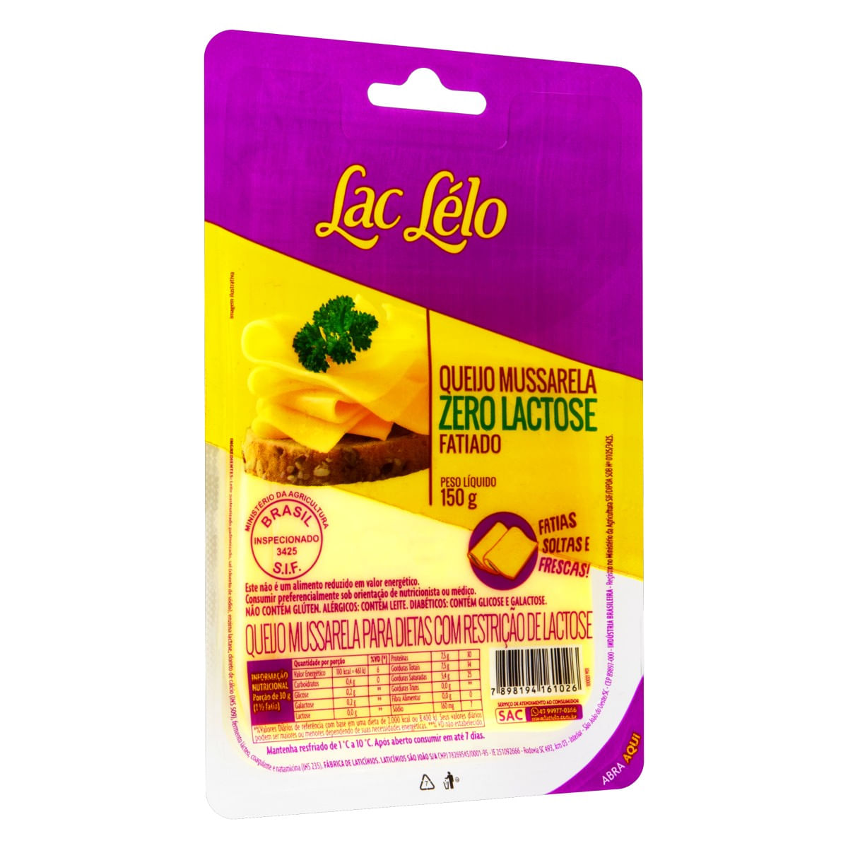 Queijo Mussarela Lac Lelo Zero Lactose 150g