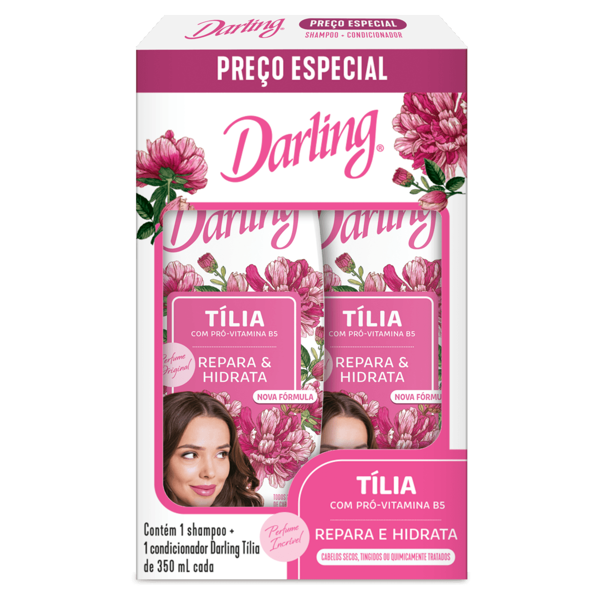 Kit DARLING Tília Repara e Hidrata Shampoo 350ml + Condicionador 350ml ...