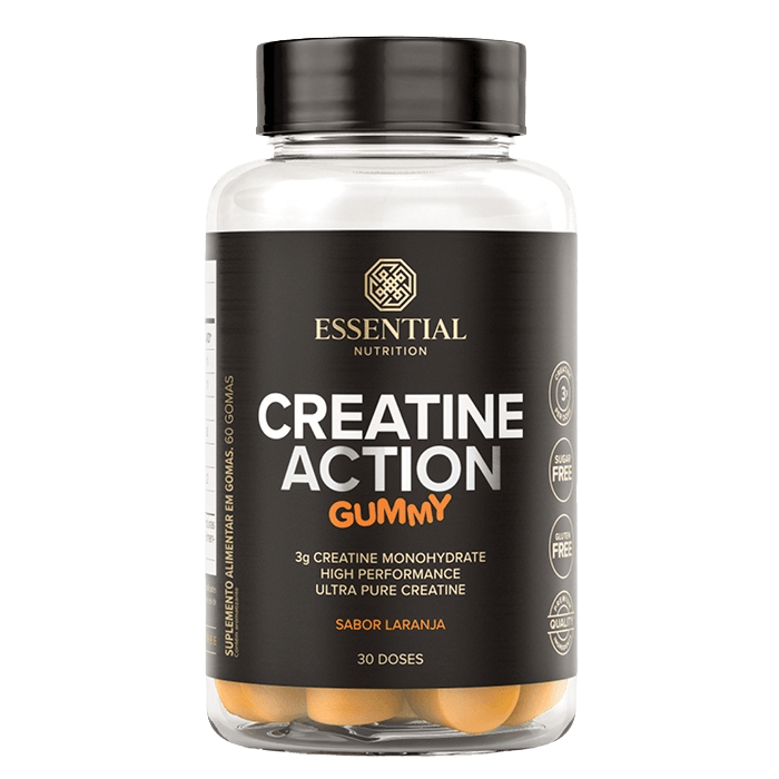 Suplemento ESSENTIAL Creatine Action Gummy Laranja com 30 Doses