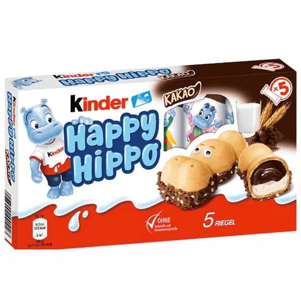 Wafer KINDER Happy Hippo Chocolate com 5 unidades