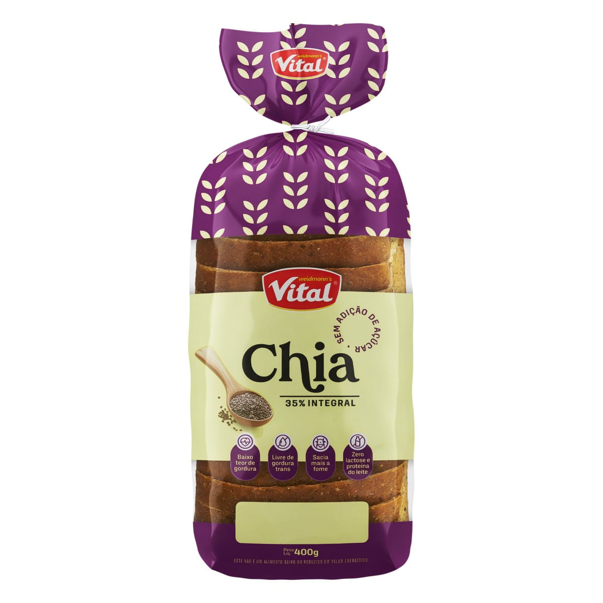 Pão Integral Chia VITAL Zero Lactose 400g