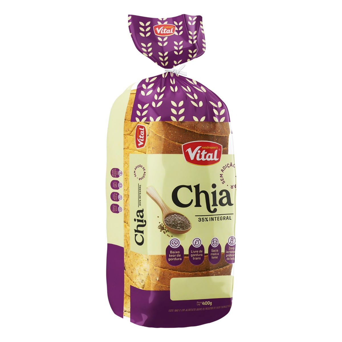 Pão Integral Chia VITAL Zero Lactose 400g